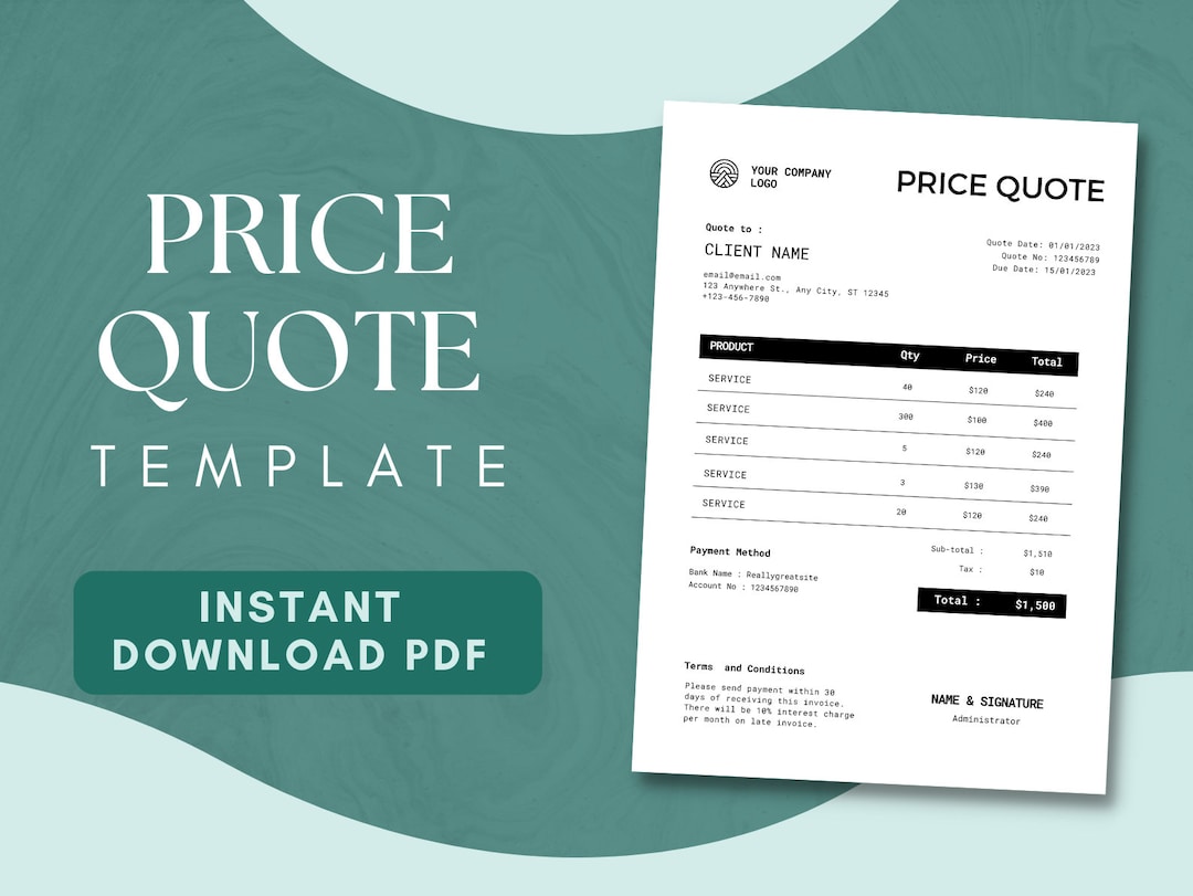 PRICE TEMPLATE Editable Quotation Sheet Canva Template Price - Etsy