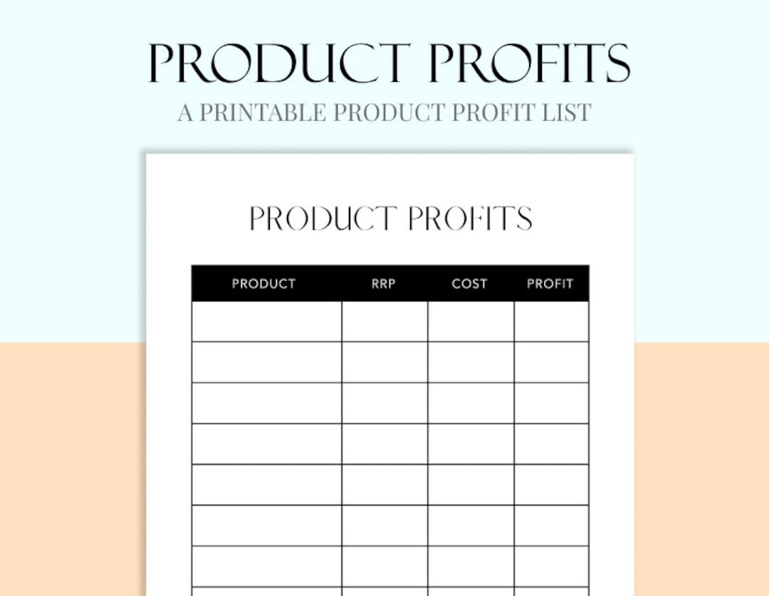 Product Profits Printable // Business Finances Bookkeeping - Etsy