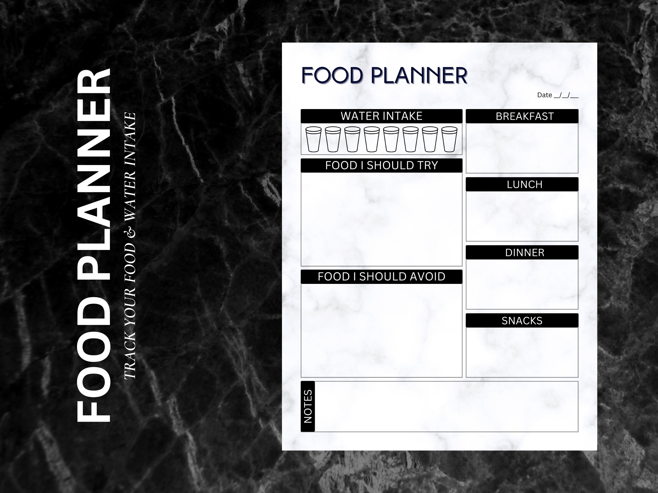 Printable Food Planner Daily Meal Planner Grocery List Template Food ...