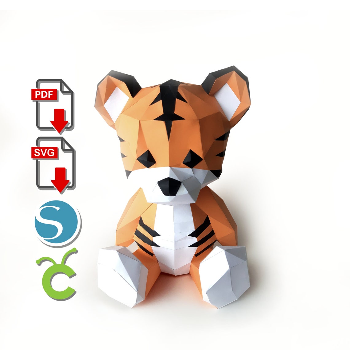 Tiger Papercraft 3d Printed Cute Tiger New Year 2022 DIY - Etsy Canada