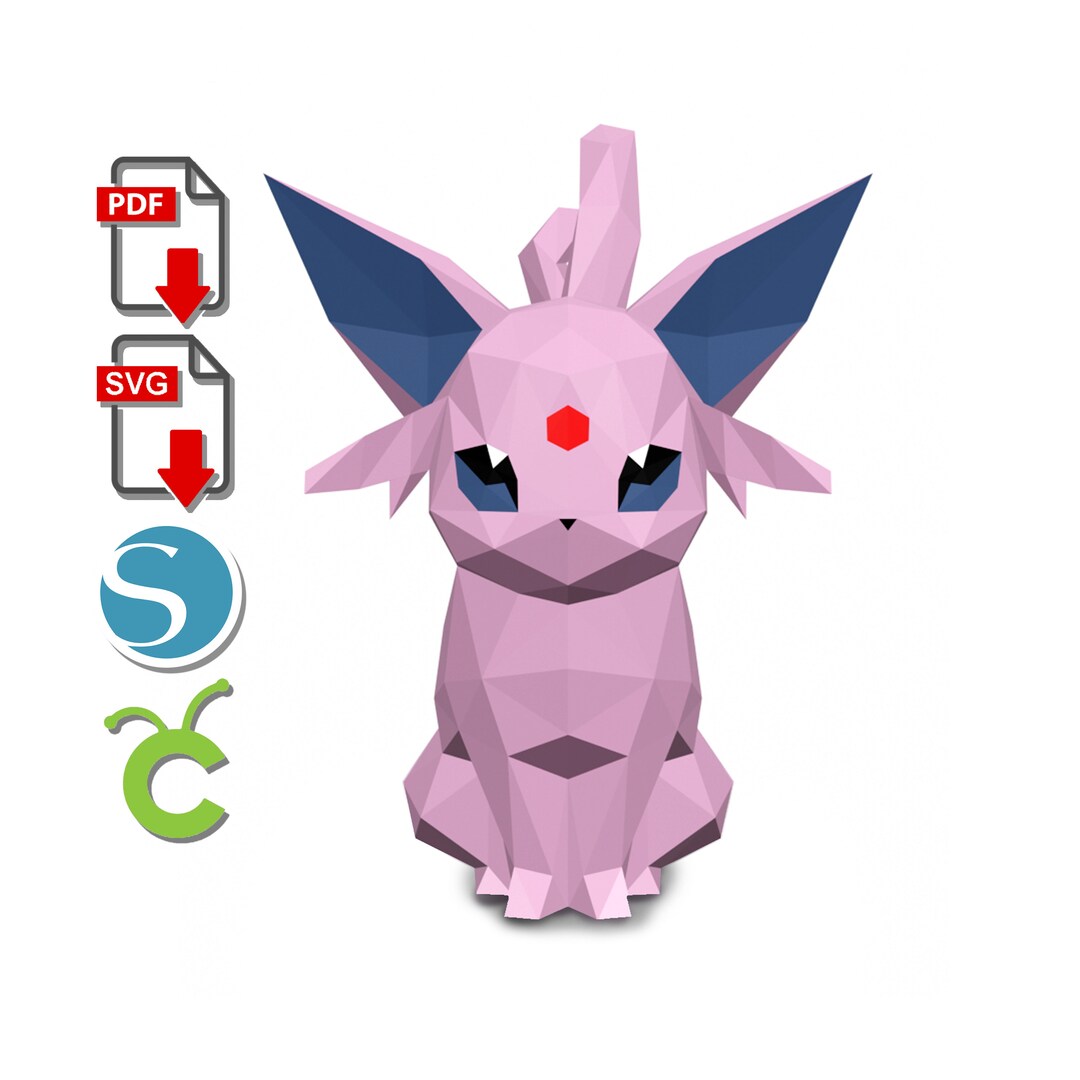 Espeon Papercraft, 3d Printed, for Cricut or Silhouette Cameo, Pdf, Svg ...