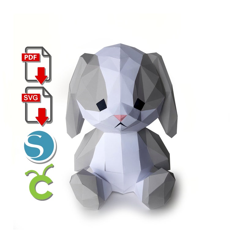 Bunny Papercraft 3d Printed Easter Rabbit DIY Craft for - Etsy