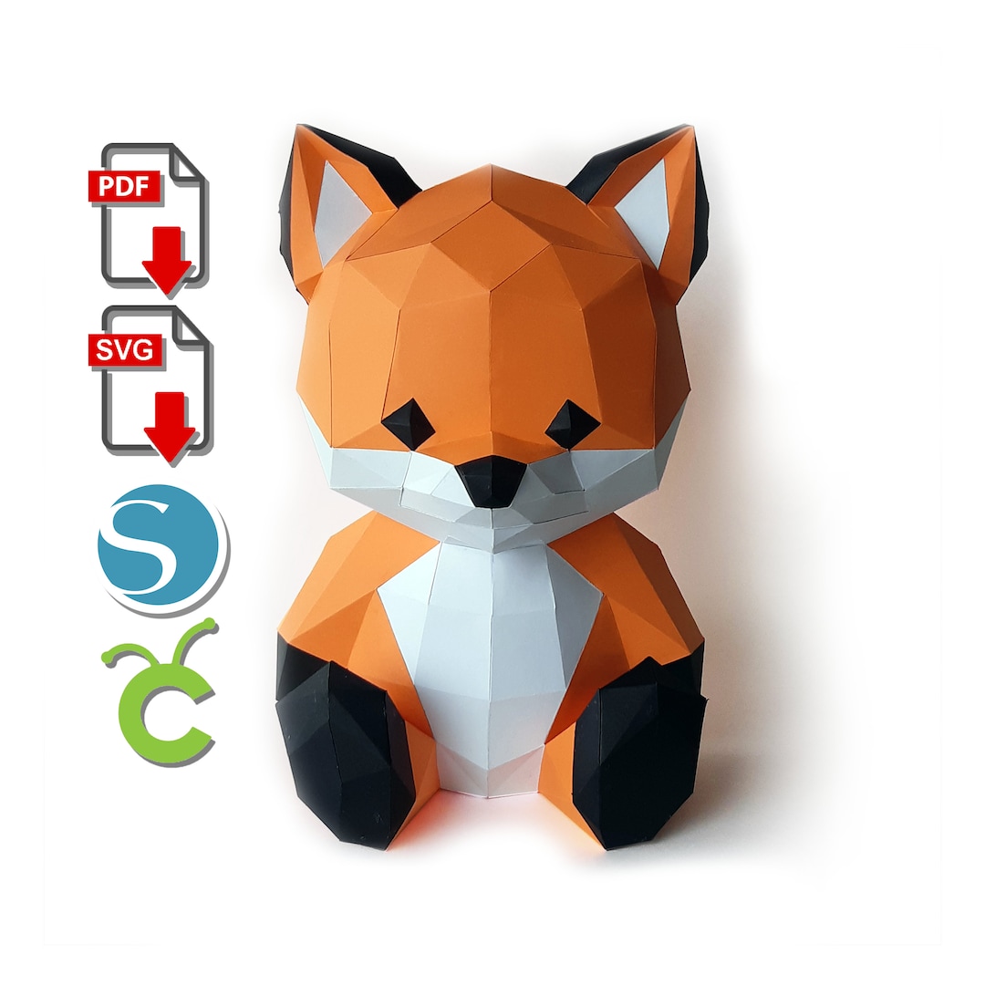 Fox Papercraft: 3D Paper Sculpture DIY (PDF, SVG) - Etsy
