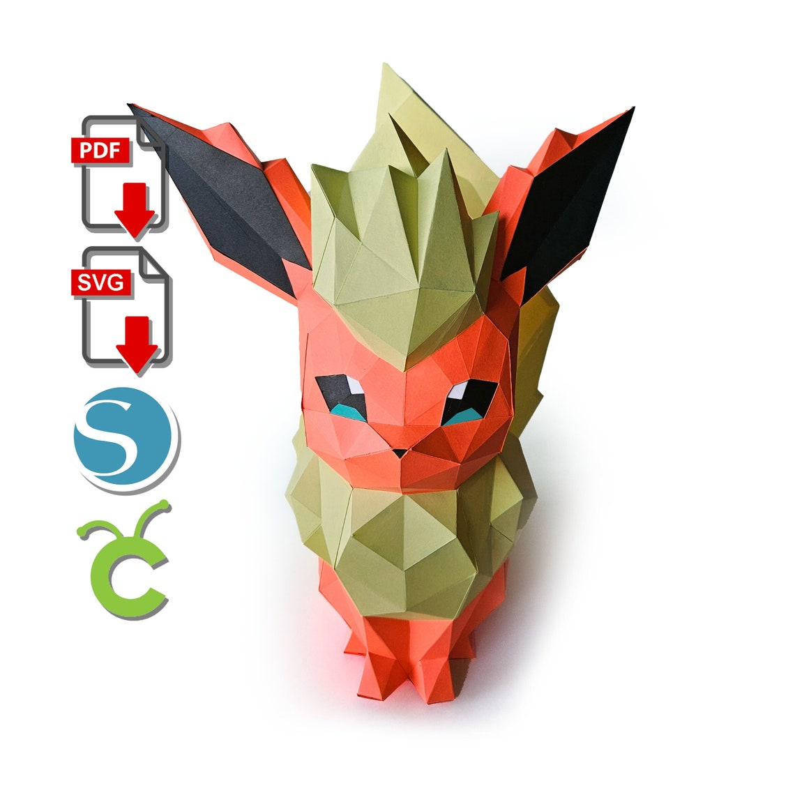 Flareon Papercraft, 3d Printed, for Cricut or Silhouette Cameo, Pdf ...