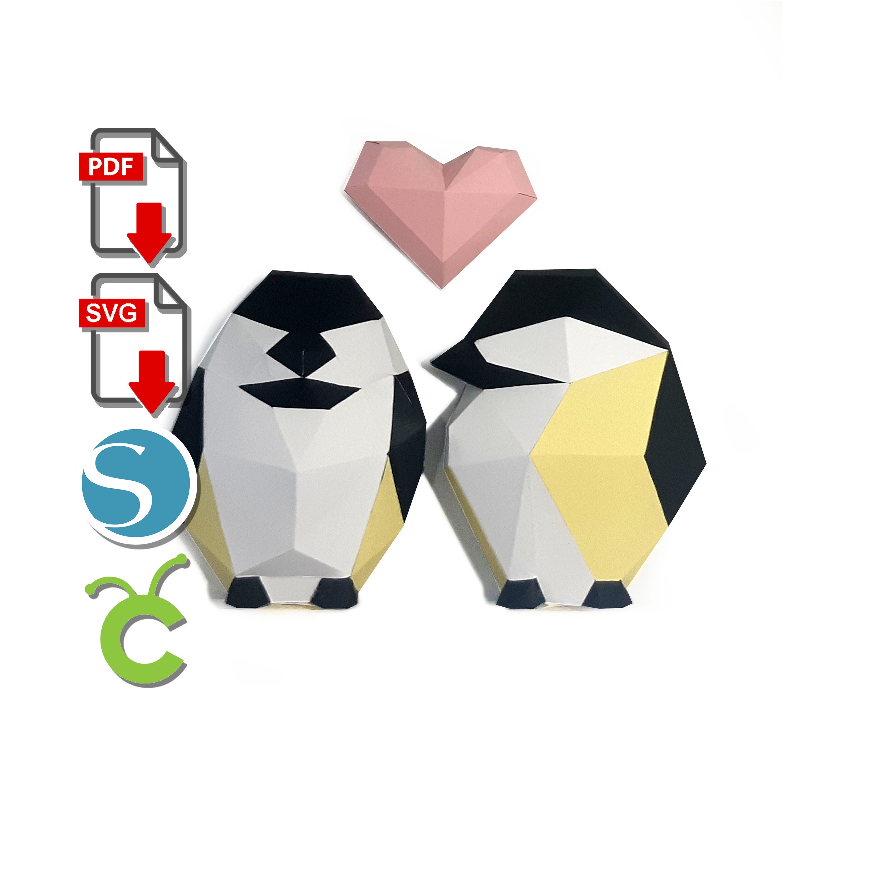 Chickadee Love Birds Papercraft 3D DIY PDF, SVG, Studio3 for Cricut or ...