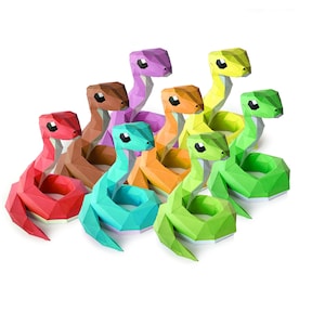 3D Paper Snake Sculpture: DIY Low Poly Craft (PDF, SVG) - Etsy