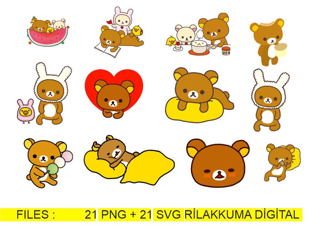 21 Rilakkuma Png,rilakkuma Svg ,dıgıtal Png,sweet Bear, Tshirt Bear ...
