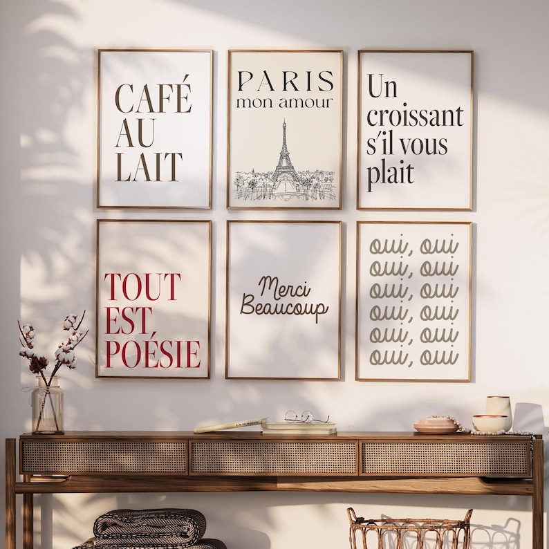 Aesthetic French Words Print | Summer France Poster Set of 6 | Trendy ...