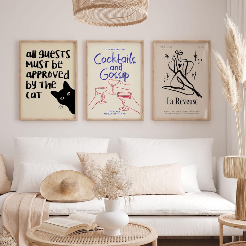 Aesthetic Cat Print, Cat Lover Poster, All Guests Must Be Approved by ...
