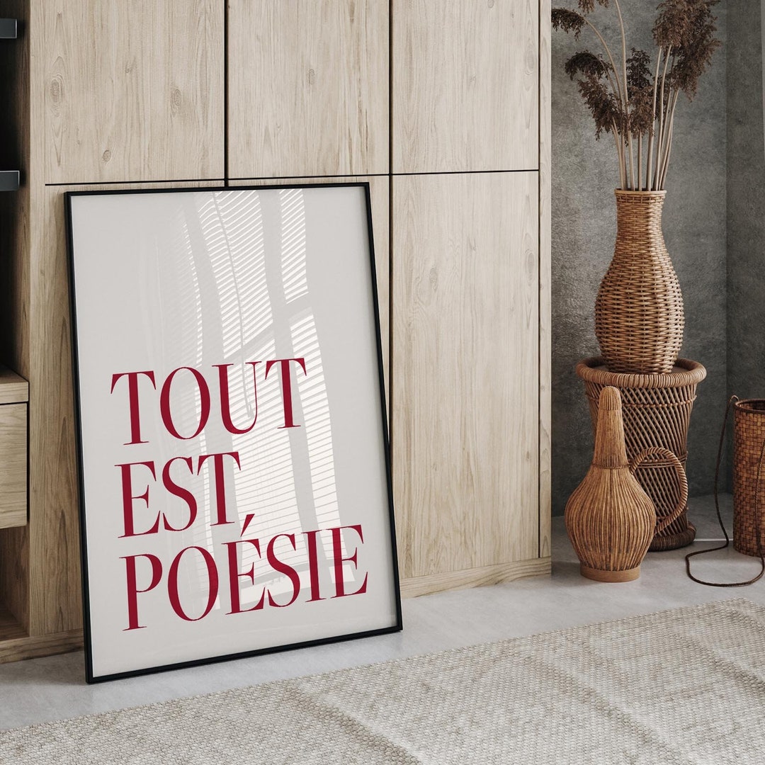 Aesthetic French Words Print Tout Est Poesie Everything is Poetry ...