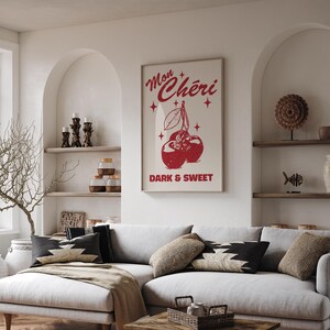 Aesthetic Vintage Cherry Poster, Cherry Print, French Retro Poster, Mon ...