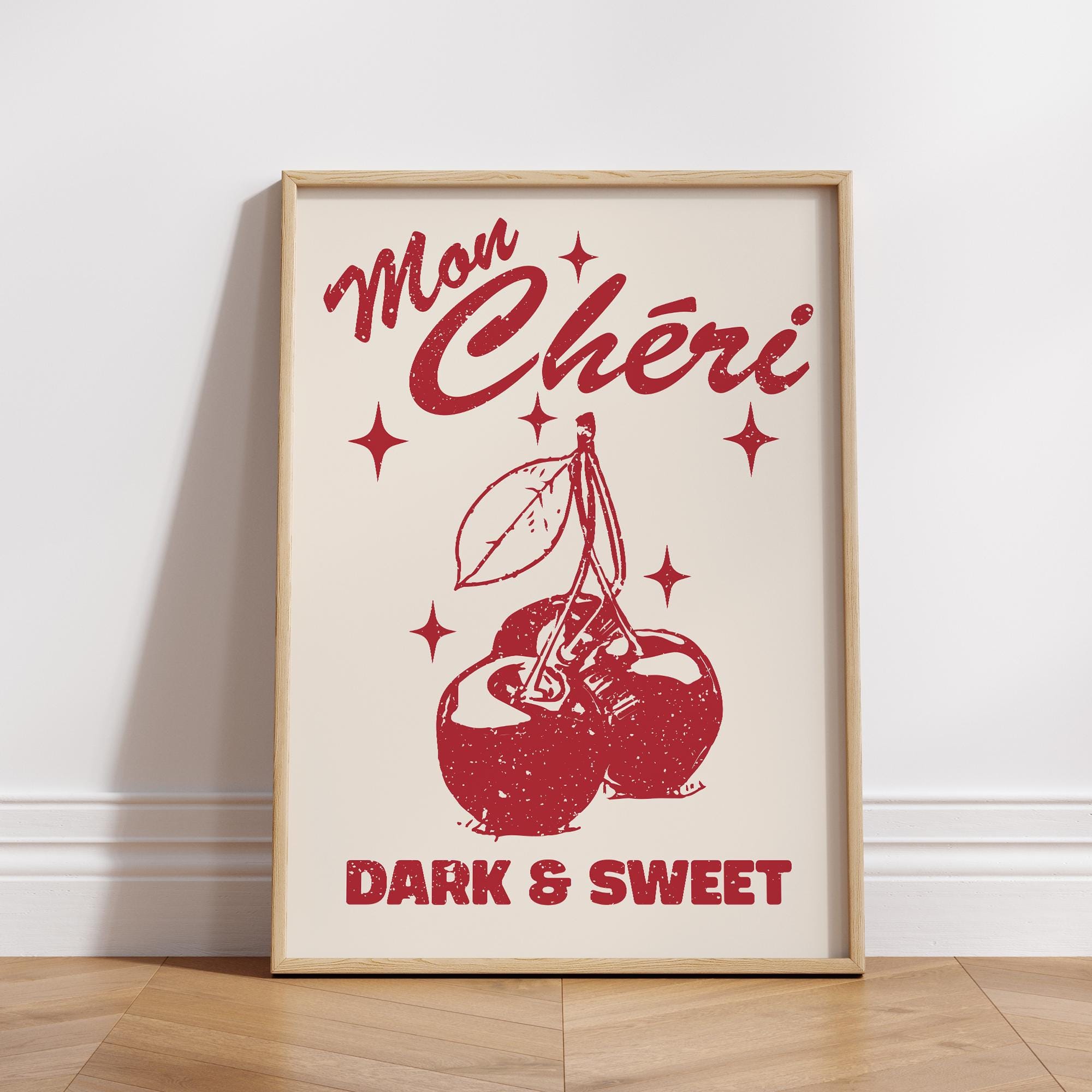 Aesthetic Vintage Cherry Poster, Cherry Print, French Retro Poster, Mon ...