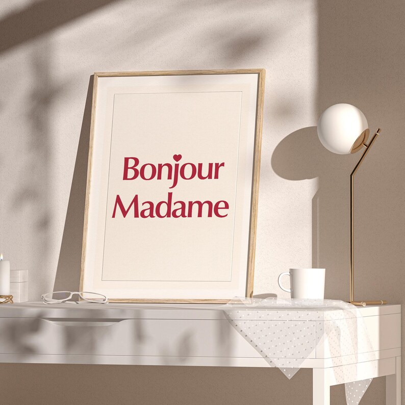 Bonjour Madame Print French Words Poster France Poster - Etsy