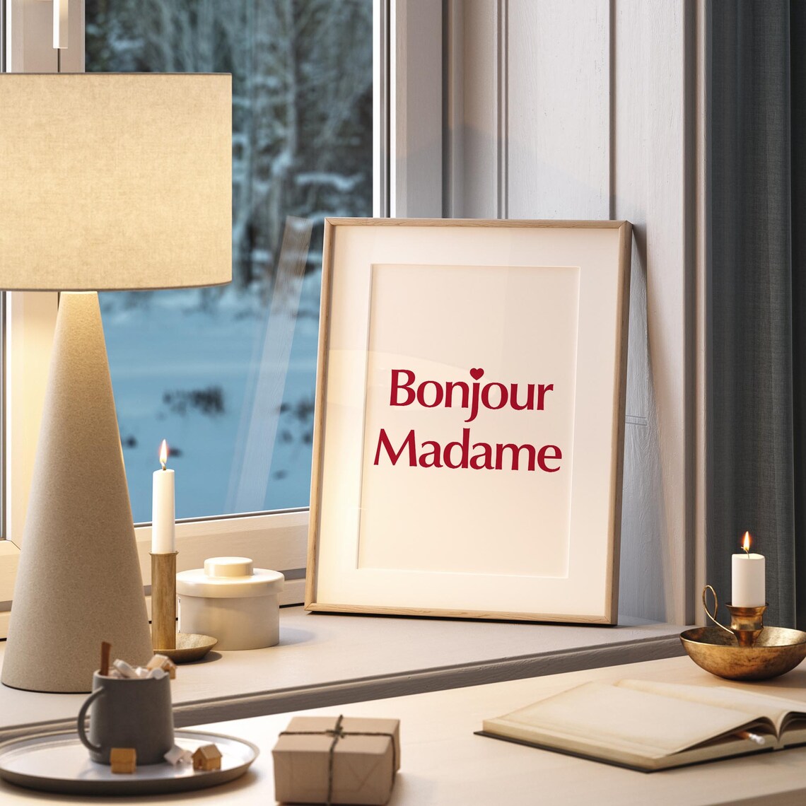 Bonjour Madame Print | French Words Poster | Vintage French Art ...