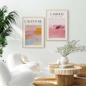 Aesthetic French Words Print | Wall Art Set of 3 | Trendy Abstract ...