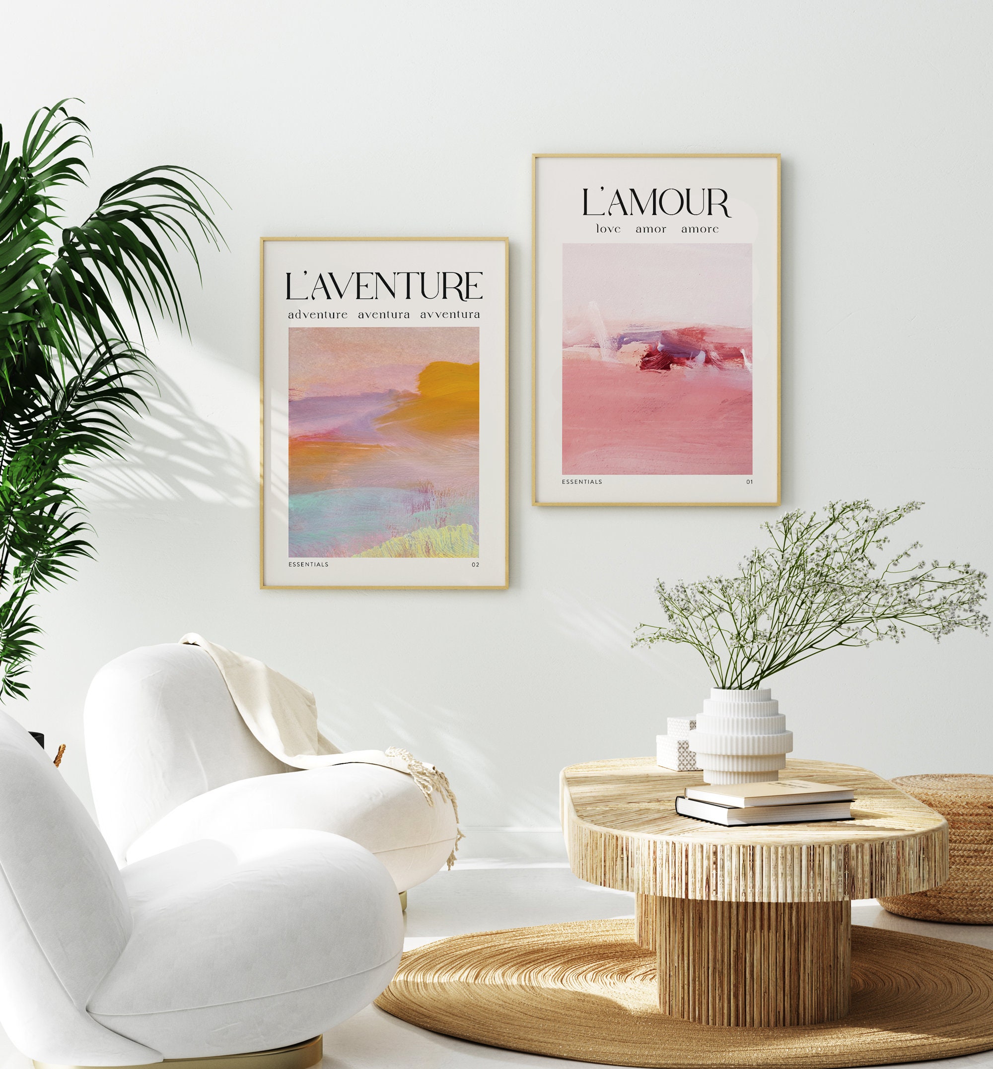 Aesthetic French Words Print | Wall Art Set of 3 | Trendy Abstract ...