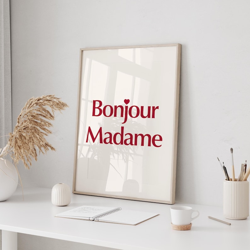 Bonjour Madame Print French Words Poster France Poster - Etsy