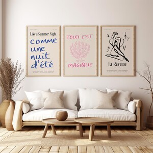 French Poster Set of 3 French Words Print Aesthetic Vintage France Art ...