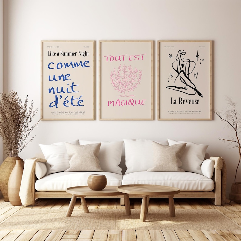 French Poster Set of 3 French Words Print Aesthetic Vintage France Art ...