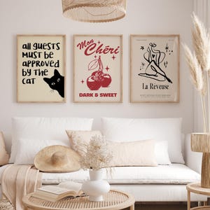 Aesthetic Vintage Cherry Poster, Cherry Print, French Retro Poster, Mon ...