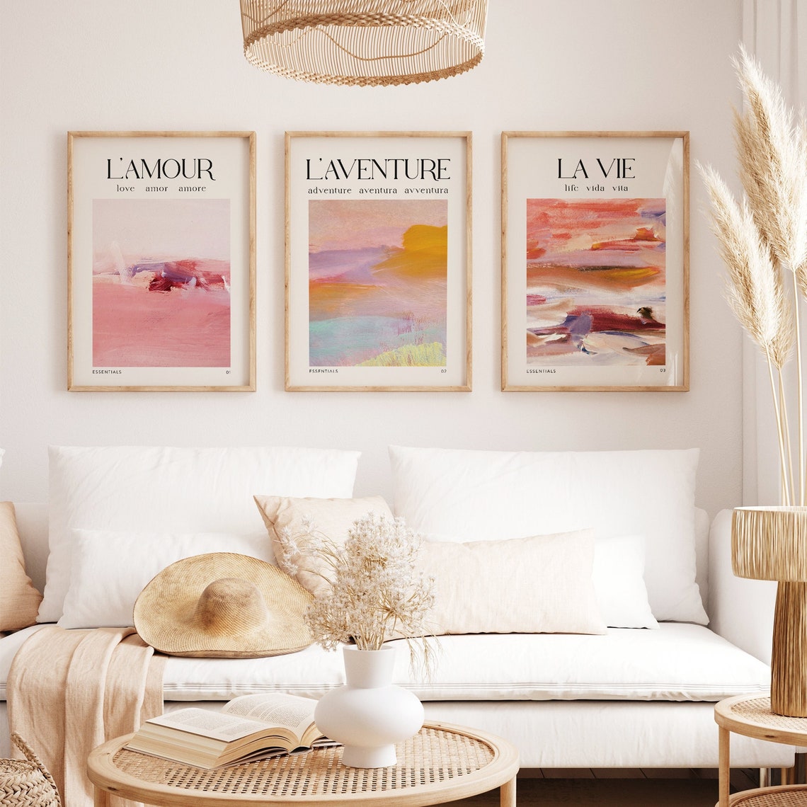 Aesthetic French Words Print | Wall Art Set of 3 | Trendy Abstract ...