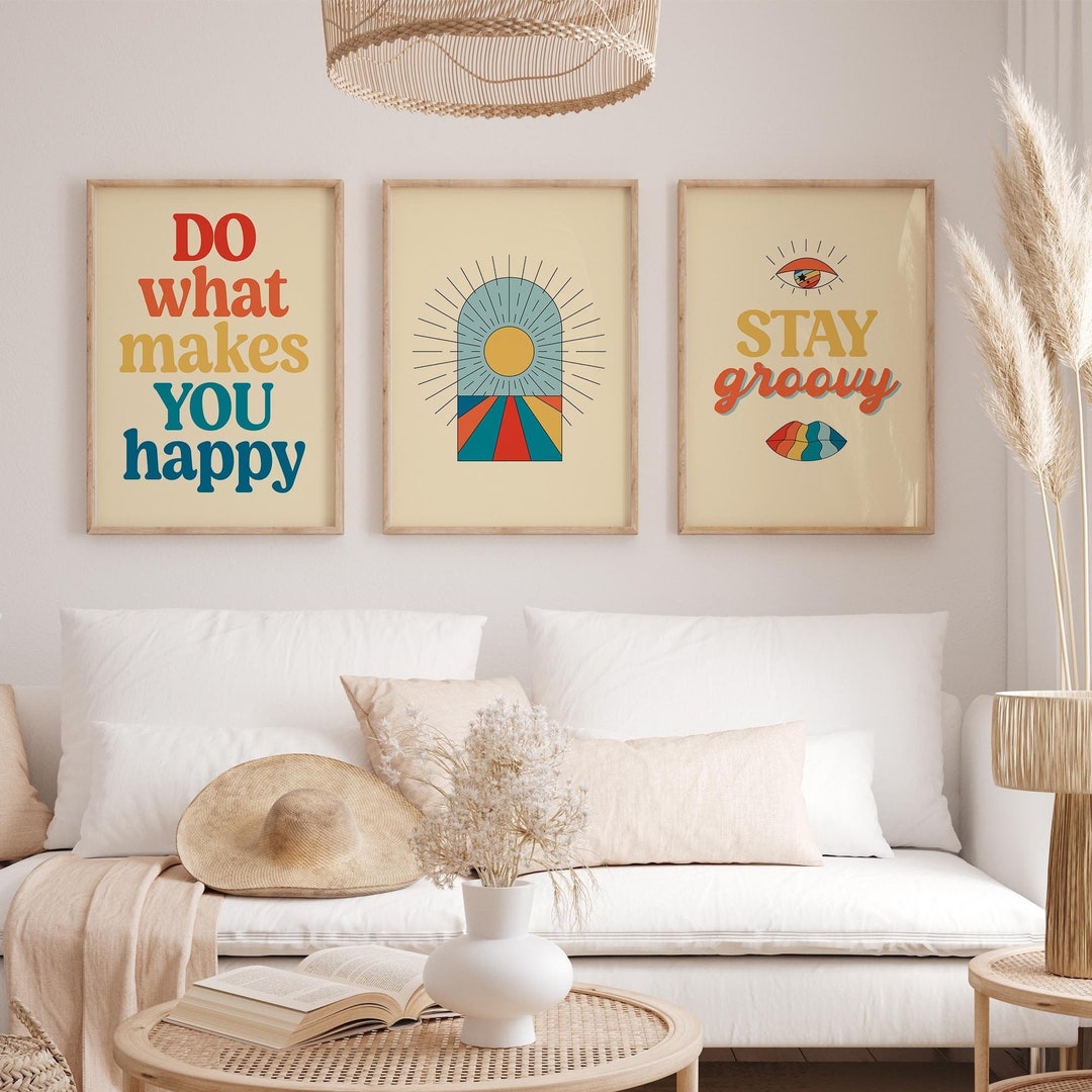 Groovy Aesthetic Print Set of 3 | 70s Poster | Stay Groovy Poster | Do ...