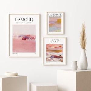 Aesthetic French Words Print | Wall Art Set of 3 | Trendy Abstract ...