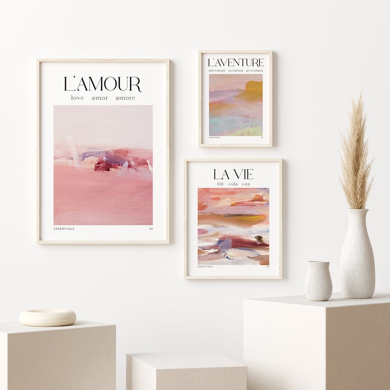Aesthetic French Words Print | Wall Art Set of 3 | Trendy Abstract ...