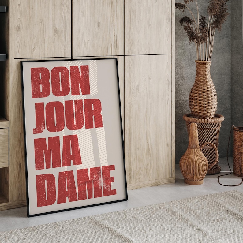 Aesthetic French Words Poster | Bonjour Madame Print | Printable ...