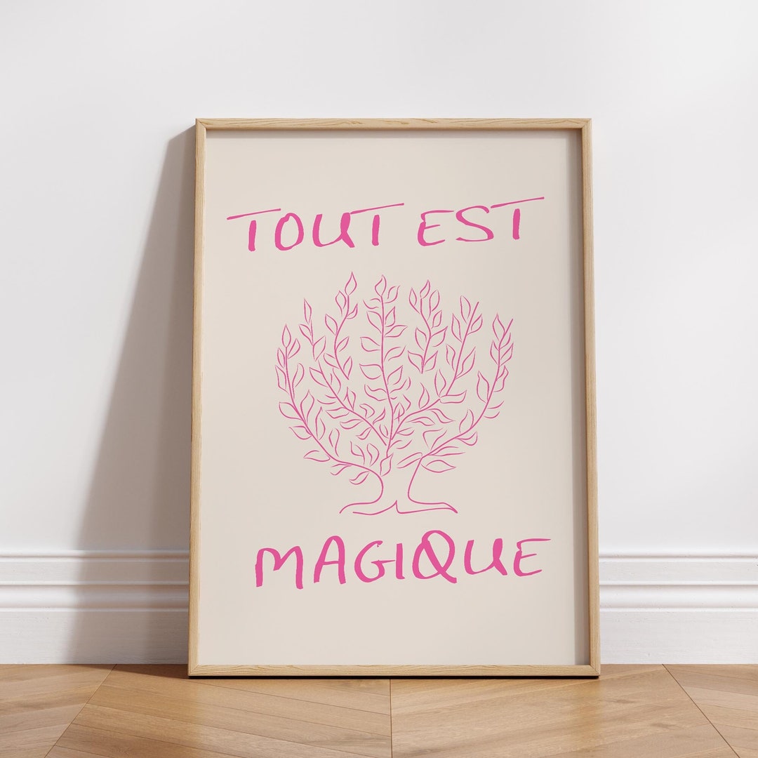 Aesthetic Vintage French Words Poster, France Print Tout Est Magique ...