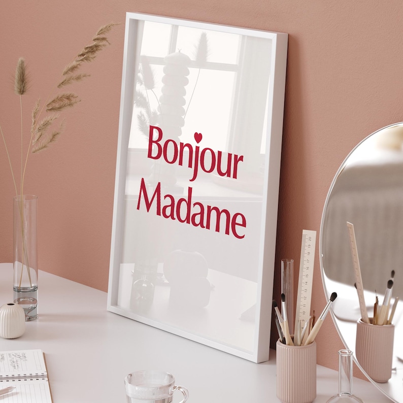Bonjour Madame Print | French Words Poster | Vintage French Art ...