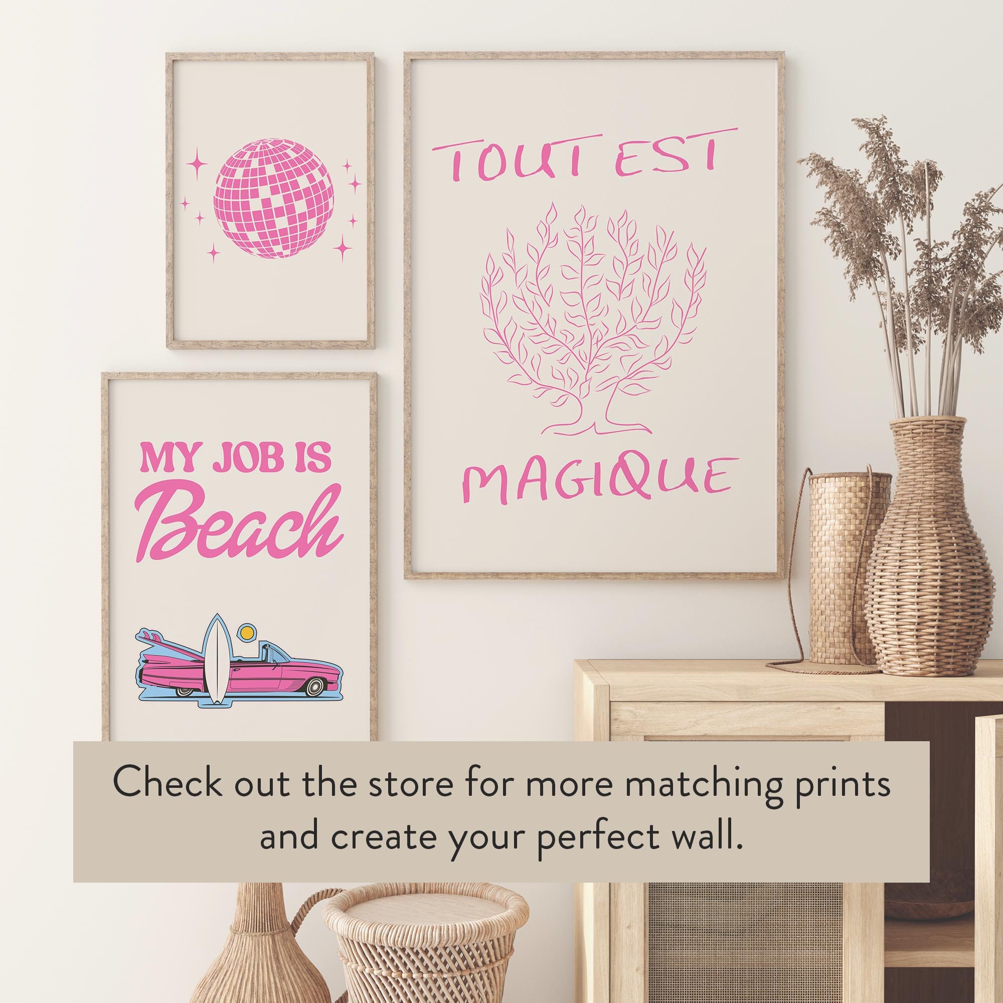 Aesthetic Vintage French Words Poster, France Print Tout Est Magique ...