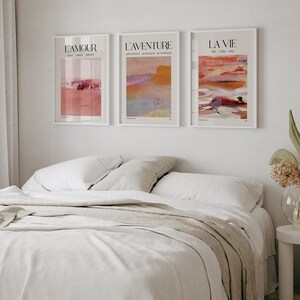 Aesthetic French Words Print | Wall Art Set of 3 | Trendy Abstract ...