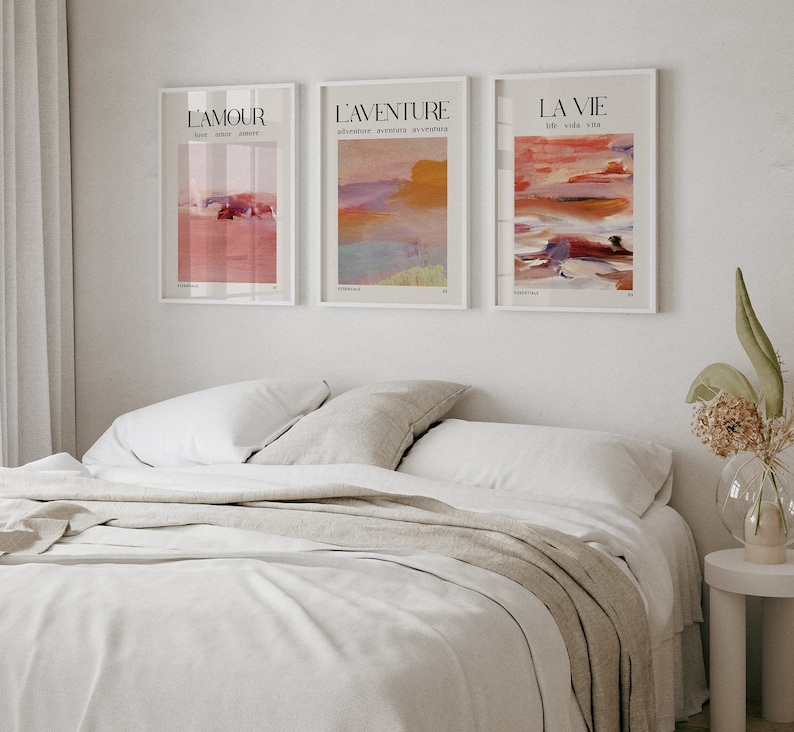 Aesthetic French Words Print | Wall Art Set of 3 | Trendy Abstract ...