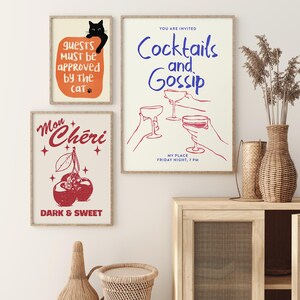 Aesthetic Vintage Cherry Poster, Cherry Print, French Retro Poster, Mon ...