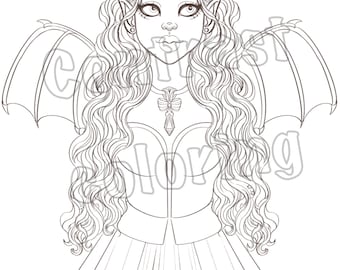 Lovely: Cute Girl Portrait Coloring Page With Printable - Etsy