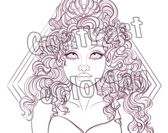 Lacey: Fairy Portrait Coloring Page With Printable Lineart - Etsy