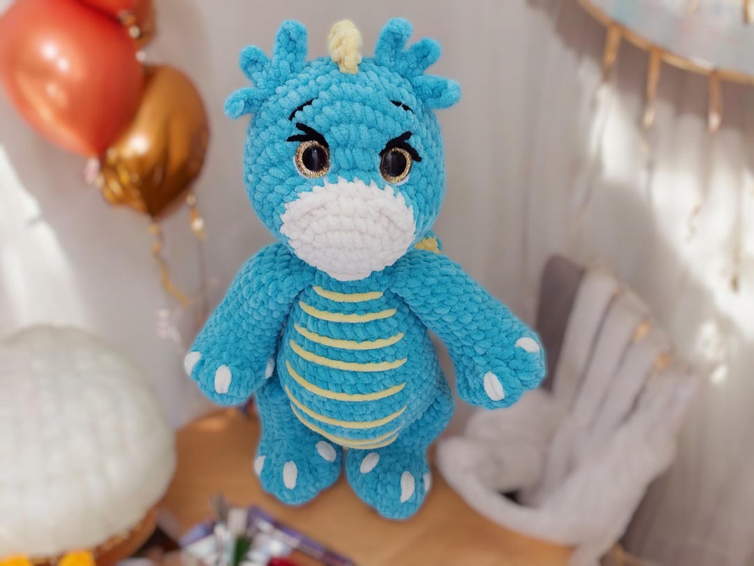 Handmade Amigurumi, Blue Dragon, Cute Plush Doll, Crochet Toy, Dinosaur ...