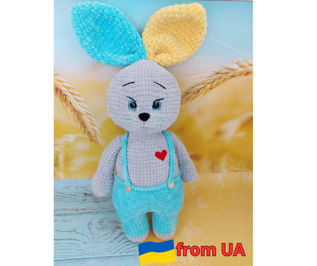Lucky Rabbit Custom Plush Toy in Colors of Ukrainian Flag Bunny Stuffed ...