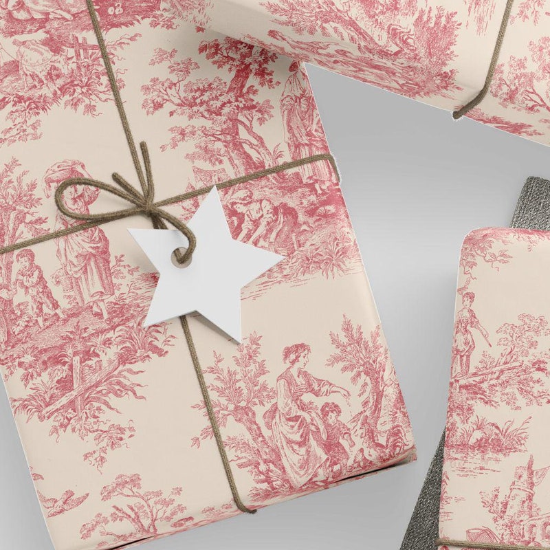 Red Toile Paper - Etsy