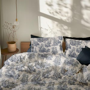 Blue Toile Duvet Cover Set French Country Duvet Set King Twin Comforter ...