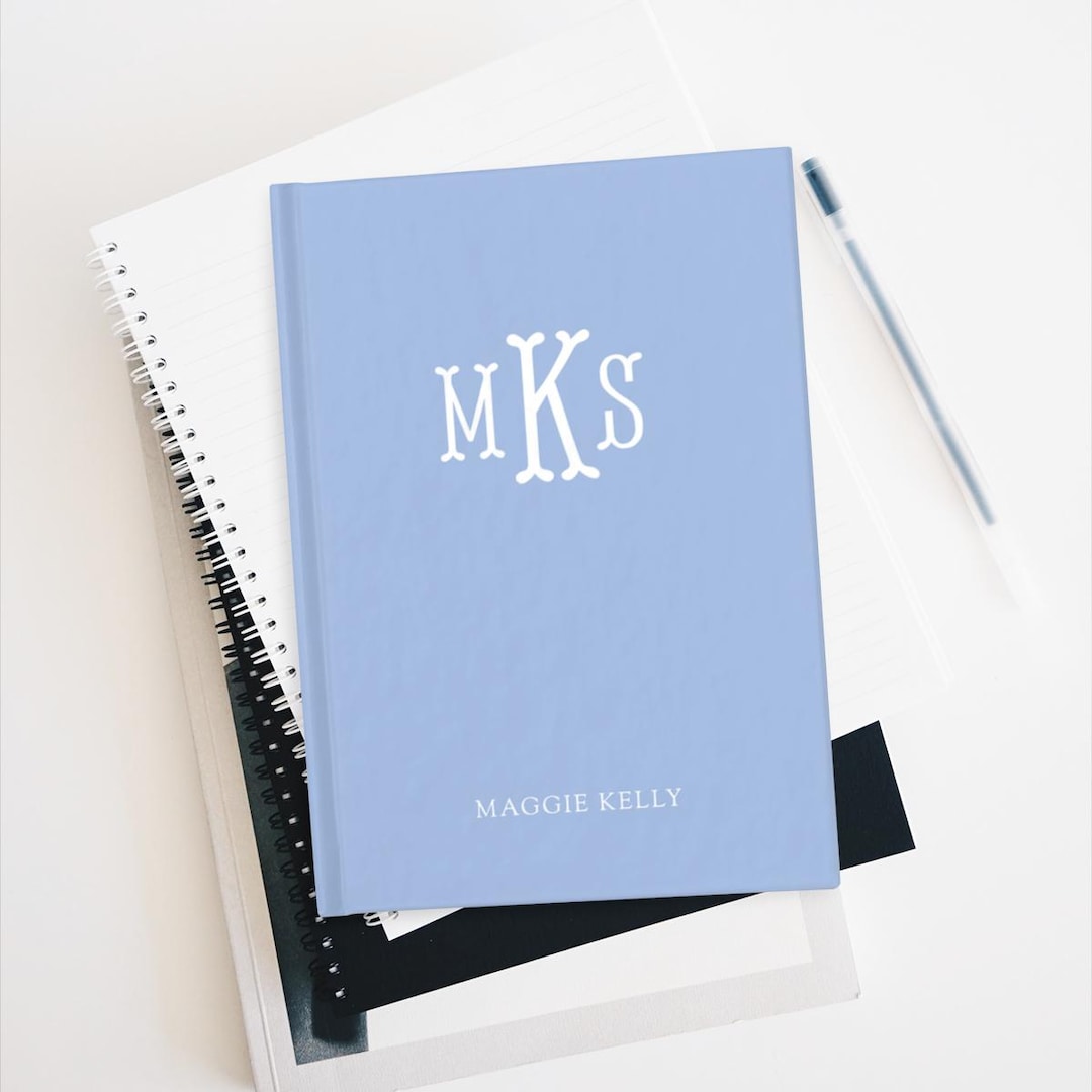 Custom Name Notebook Trendy Initial Hardcover Journal Personalized ...