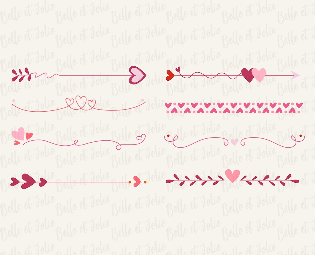 Heart Flourish Svg Arrow Borders SVG Love Dividers PNG - Etsy