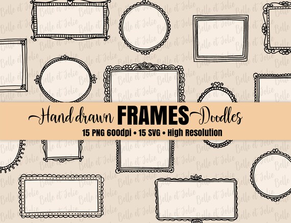 Doodle Frame SVG PNG Picture Frame Clip Art Hand Drawn - Etsy