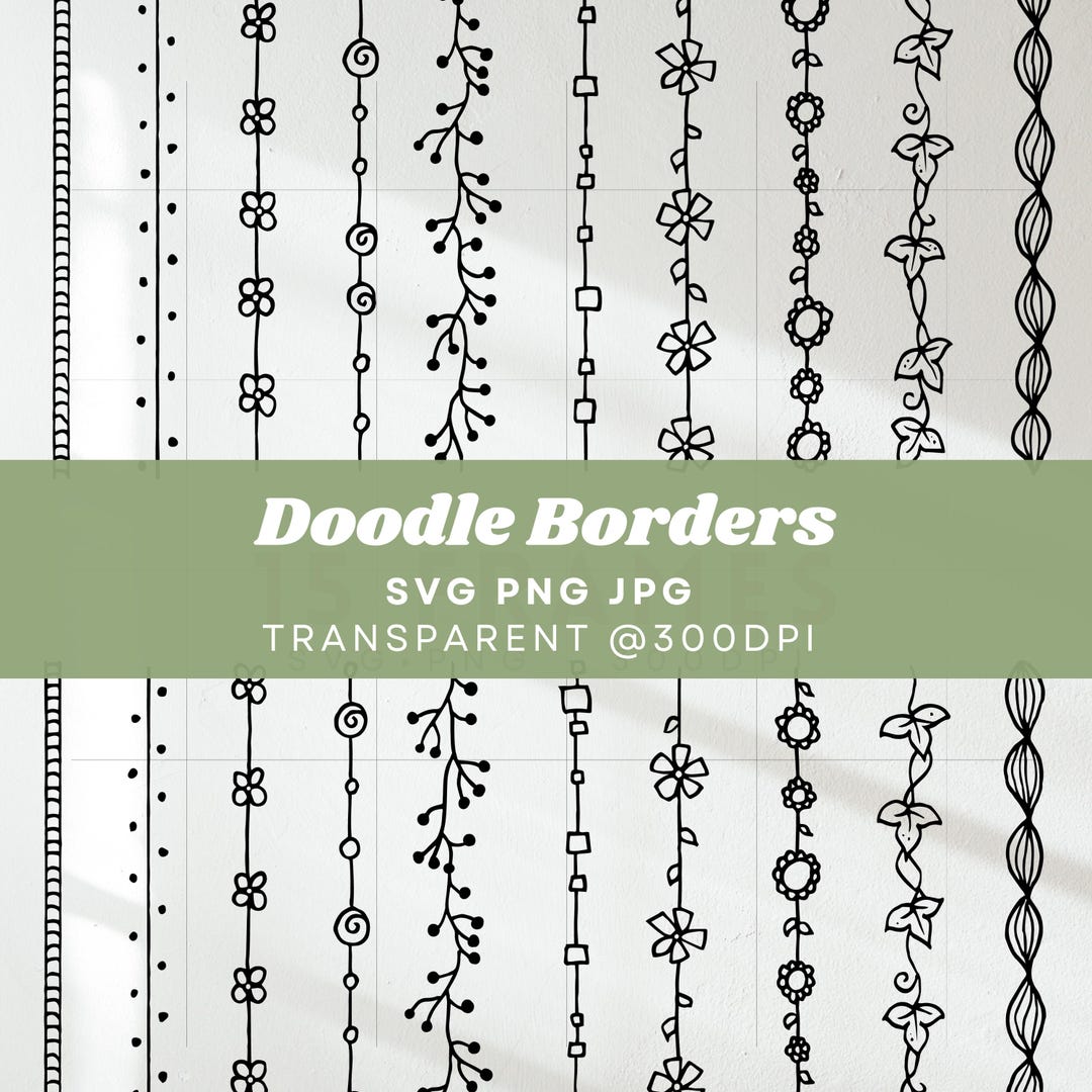 Hand Drawn Border Planner Clipart Floral Divider SVG Doodle Page Border ...