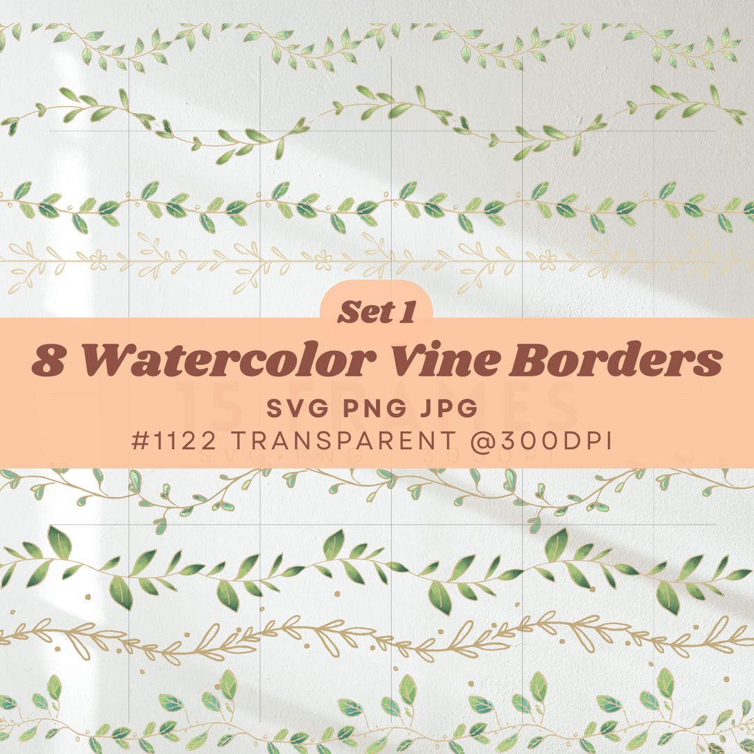 Floral Vine Divider SVG Floral Border Watercolor Vine Wedding ...