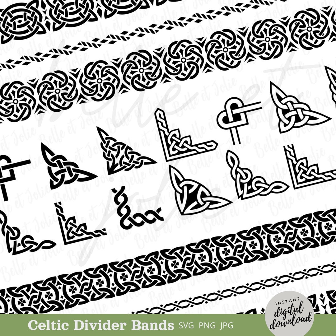 Celtic Corners and Celtic Bands Pack 22 Separated SVG JPG PNG Designs ...