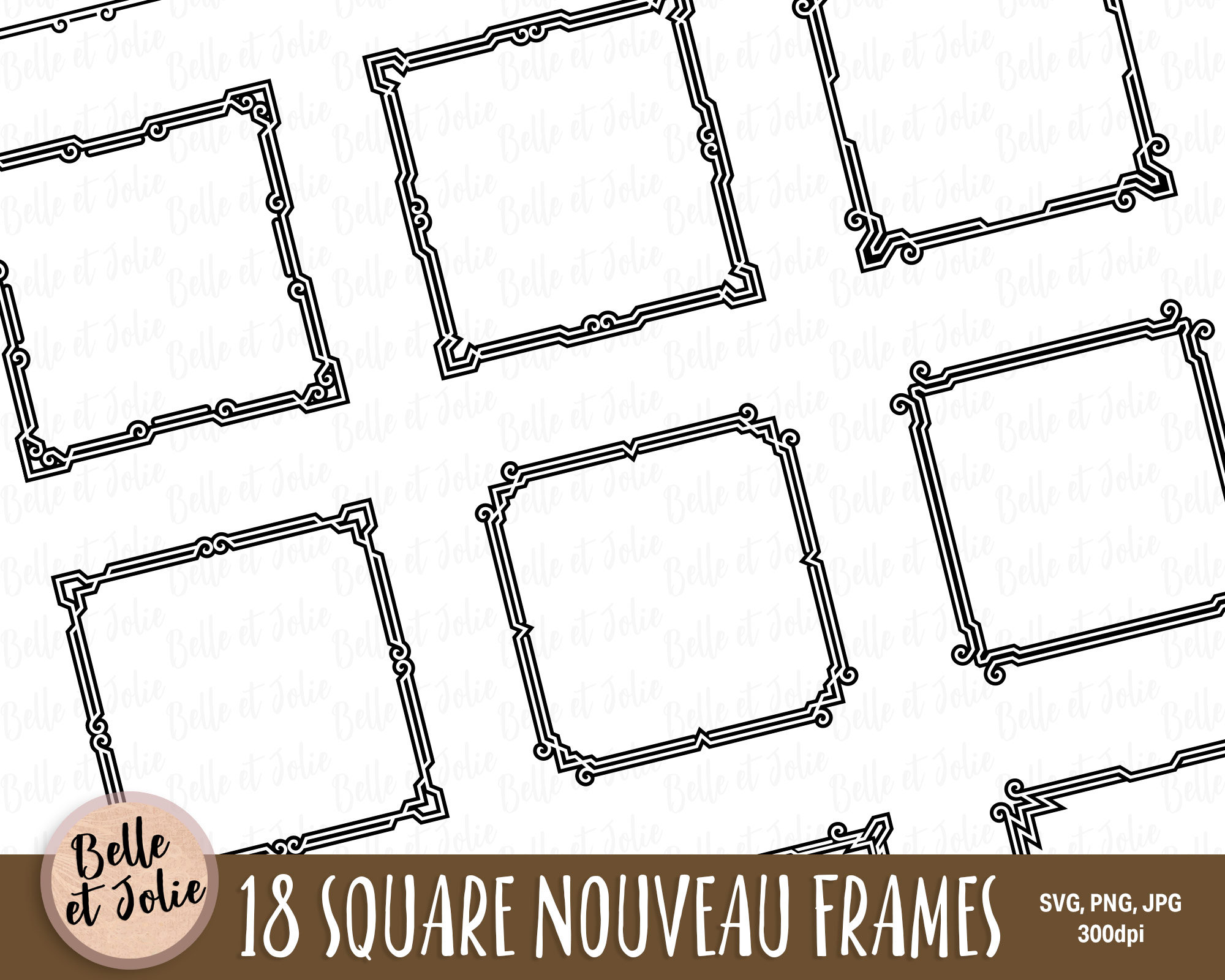 Art Deco Square Frames SVG Wedding Frame Clipart Art Nouveau - Etsy Canada