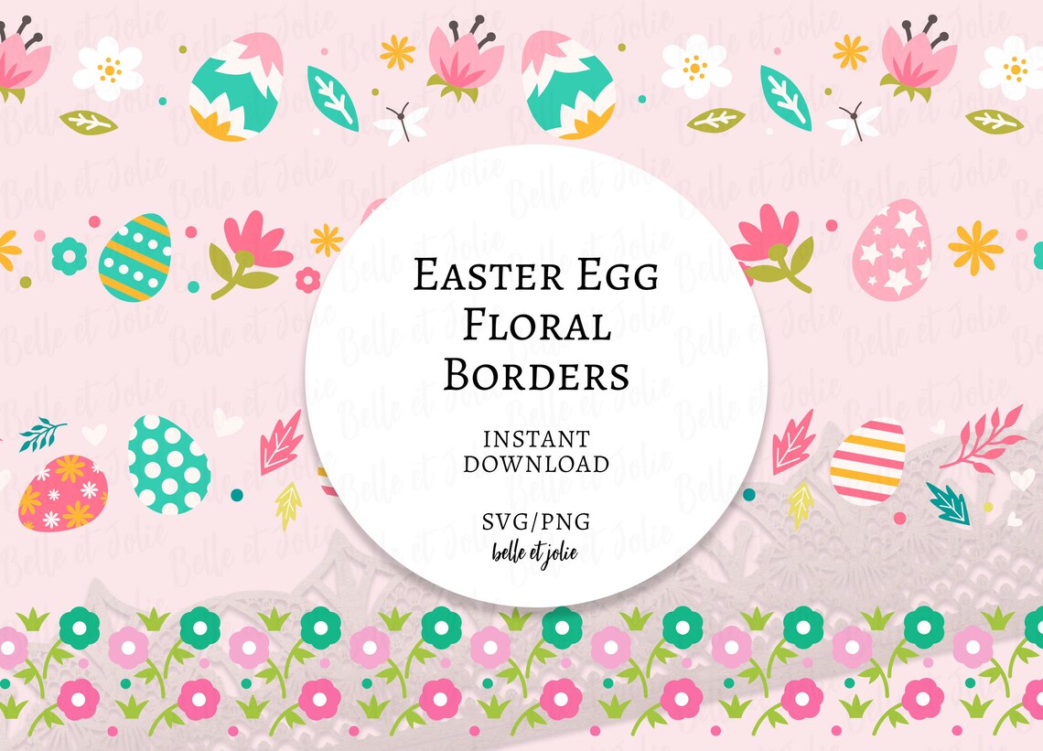 Easter Egg Floral Seamless SVG Border Easter Borders PNG - Etsy