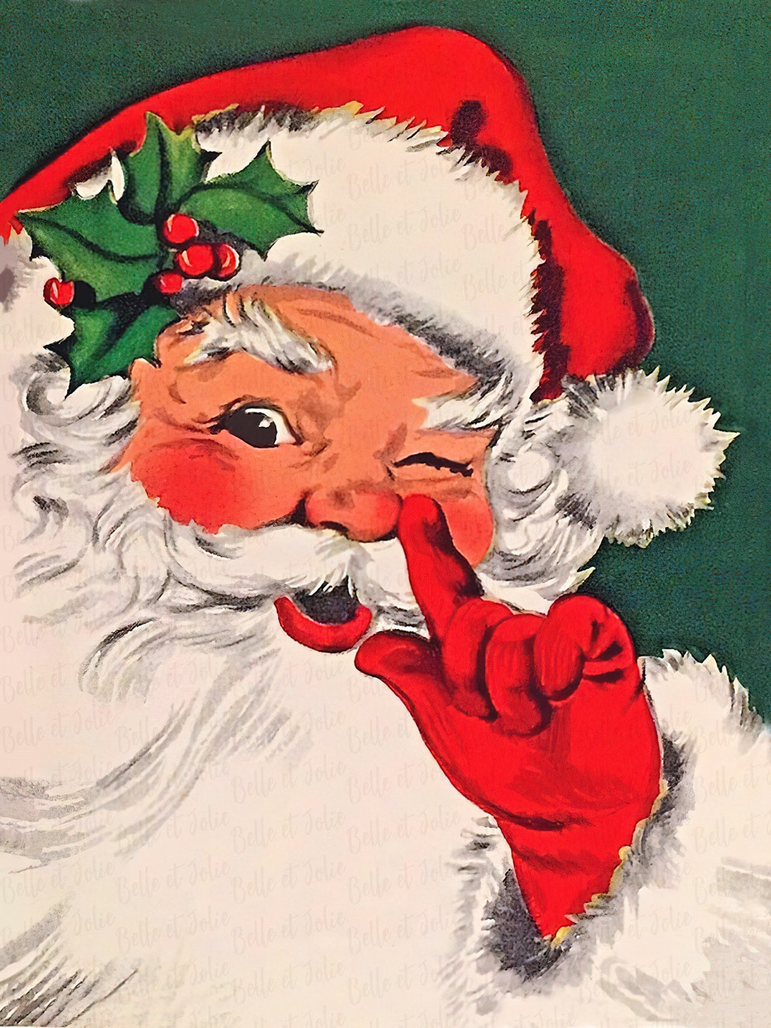 8.5x11 Vintage Santa, Vintage Santa Illustration, Retro Christmas ...